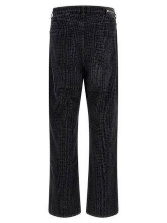 Balmain Monogram Pattern Jeans - Black