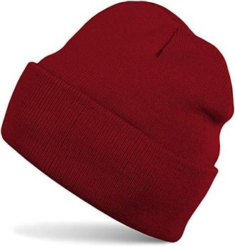 styleBREAKER Bonnet Unisexe en Maille Fine, Doublement Tricoté, Chapeau Chaud pour lhiver 04024029, Bordeaux-Rouge