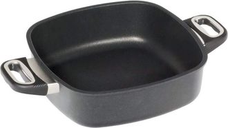 AMT Gastroguss Eckpfanne 26 x 26 cm, 8 cm hoch, Bräter mit Seitengriffen, induktionsgeeignet, backofenfest, Lotan Antihaft-Veredelung, Gusspfanne (Aluguss), AMZN-I-E
