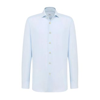 Kiton Formelles Hemd aus Baumwoll-Hanf-Mischung - - Shirts - Herren - Blau - 3XL