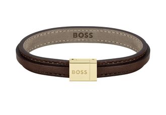 BOSS Jewelry Lederarmband f&uuml;r Herren Kollektion GROVER Braun - 1580329M