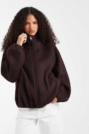 Asos Jacke in Pflaume mit Wollanteil, Stehkragen und Ballonsaum-Gr&uuml;n
