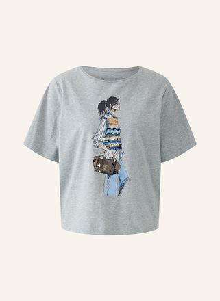 Oui T-Shirt Mit Pailletten grau