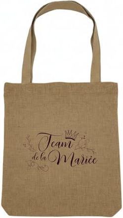 Fabulous Sac Shopping Tote Bag Aspect Lin - Team de la Mari&eacute;e Mariage Noces Mari&eacute;e Calligraphie - Sac de Courses Toile Epaisse 360g Beige Naturel Cabas Port&eacute; E