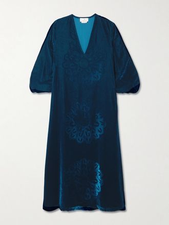 Themis.Z Anthos Maxikleid Aus Devoré-samt Aus Einer Seidenmischung - Blau