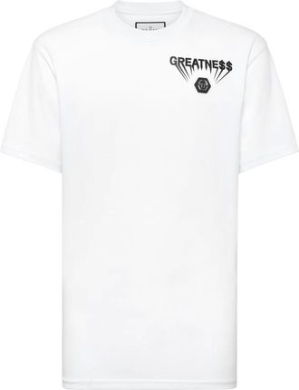 Philipp Plein Homme, Tops, Blanc, Taille: M Round Neck T-Shirt Greatness