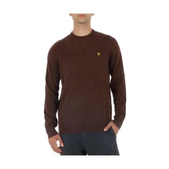 Lyle & Scott Homme, Pulls, Brun, Taille: S Pull Tricot Manches Longues Col Rond M&eacute;lange de Laine