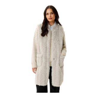 In Front Faux Fur Weste Grau - - Jackets - Damen - Grau - 2XL