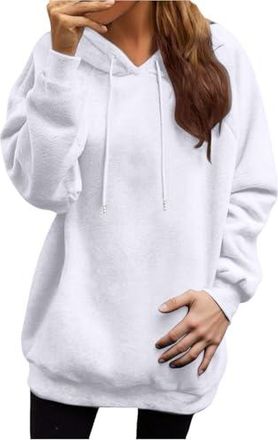 Generic Sweat-shirt &agrave; capuche &agrave; manches longues sans poche pour femmes - Sweat-shirt surdimensionn&eacute; pour femme grande taille avec cordon de serrage et &eacute;paules