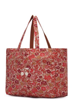 BONPOINT Boys Sac Cabas Emiko Fleurs Rose Coton Borse A Mano Bag