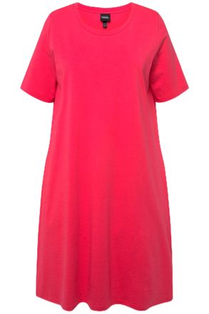 Ulla Popken Damen Jerseykleid, A-Linie, Rundhals, Halbarm, Taschen 819165 Kleid, Rot, 50-52