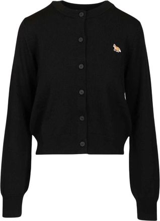 Maison Kitsun&eacute; Cardigan en M&eacute;rinos Baby Fox - Femme - Pulls - Noir - Taille: 38 FR