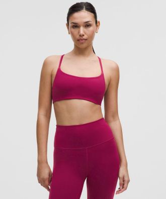 lululemon Wunder Train BH mit Racerback-Tr&auml;gern Leichter Halt A/B-Cups f&uuml;r Frauen - Gr&ouml;&szlig;e 10 in Magenta Smoke