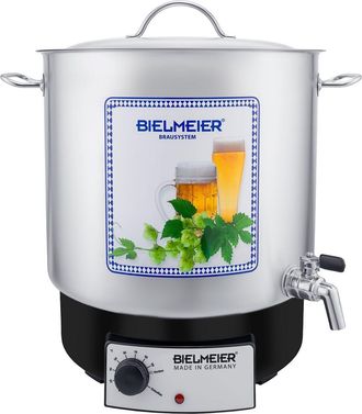 Bielmeier Maischekessel 2000 Watt 29 Liter Deckel Edelstahl Auslaufhahn 3/4 V4A Bier selber brauen Made in Germany