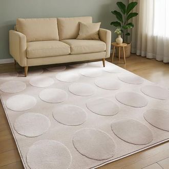 benuta Basic Tapis Salon Claire - Cr&egrave;me 200x300 cm - Minimaliste g&eacute;om&eacute;trique r&eacute;tro - Facile Entretien - Compatible Chauffage - pour Chambre, Bureau, Couloir,