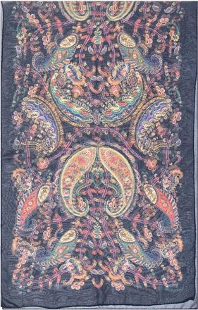 Etro Femme, Accessoires, Multicolore, Taille: ONE Size Foulard en soie &agrave; motif cachemire