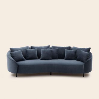 Madura Canapé 3 Places Julika Velours bleu de gris - BLEU