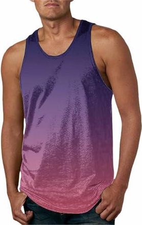 Generic DENGJIAMY D&eacute;bardeurs d&eacute;grad&eacute;s pour hommes, T-shirts tendance &agrave; col en U, chemises athl&eacute;tiques sans manches pour hommes, v&ecirc;tements tendance, violet, XX