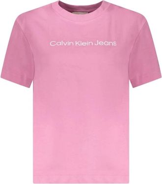 Calvin Klein Femme, Tops, Rose, Taille: 36 FR Crew Neck T-Shirt