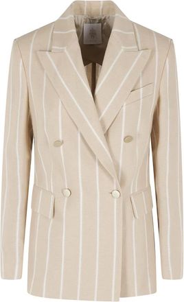 Eleventy Femme, Vestes, Beige, Taille: 36 FR Blazer ray&eacute; crois&eacute;