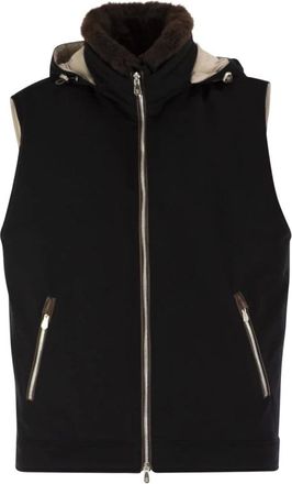 Brunello Cucinelli Homme, Vestes, Noir, Taille: L Bonded Wool Flannel Down Vest