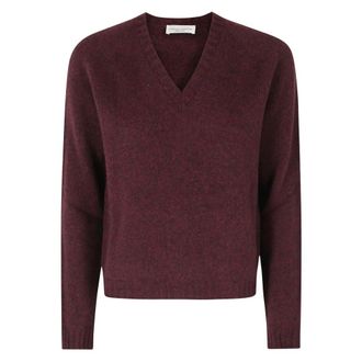 Roberto Collina Scollo V ML Pullover - - Knitwear - Damen - Rot - M