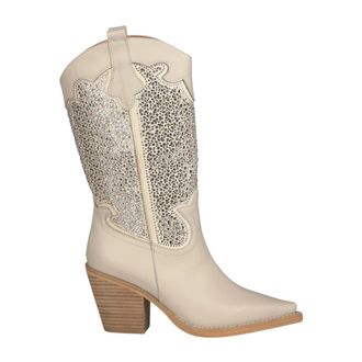 Alma En Pena Alma EN Pena, Femme, Chaussures, Beige, Taille: 37 EU Botte brillante ajourée