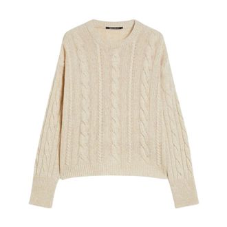 Pennyblack Femme, Pulls, Beige, Taille: 42 FR Maglia a trecce in lana moulin&eacute;