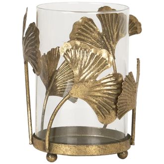 Clayre & Eef Teelichthalter Teelicht &Oslash; 11 * 16 cm goldfarbend Eisen/Glas 6GL2828