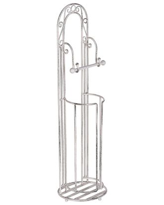 Beliani WC Papierhalter Metall wei&szlig; Antik Optik freistehend Retro Vintage Temuco