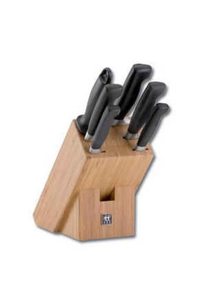 Zwilling Messerblock **** Vier Sterne, Braun, Schwarz, Holz, Metall, 7-teilig, Bambus, Kochen, K&uuml;chenmesser, Messersets