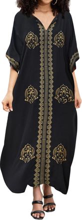 Bsubseach Kaftane f&uuml;r Frauen Kaftan Kleider Gold Stickerei Badeanzug Cover Up Kleid Casual Urlaub Ouffits