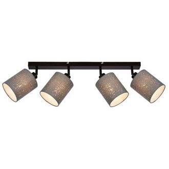 Briloner Leuchten - Spotleuchte, Deckenspot mit Sterneneffekt, Deckenleuchte, Spotk&ouml;pfe dreh- und schwenkbar, 4x E27. je max. 25 Watt, Grau-Schwarz, 650x130x15