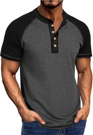 Generic Chemise ray&eacute;e pour homme - Manches courtes - En polyester - Pour l&eacute;t&eacute; - Avec boutons et rayures - T-shirt classique d&eacute;contract&eacute; basique, C, XXL
