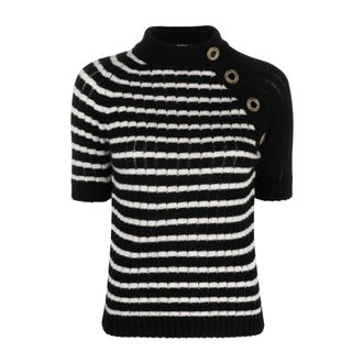 Balmain Gestreifter Cashmere Pullover - - Knitwear - Damen - Schwarzk - XS