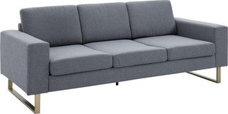 HOMCOM 3 Sitzer Sofa Dreisitzer Stoffsofa mit Kissen Armlehne Leinenoptik für Schlafzimmer 200 x 82 x 78 cm Dunkelgrau