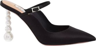 Aquazzura Femme, Chaussures, Noir, Taille: 36 1/2 EU Yes Baby 95 Satin Mule