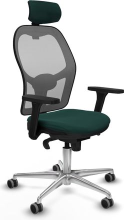 Piqueras y Crespo B&uuml;rostuhl mit R&uuml;ckenlehne und Gittergitter, 3D-Armlehnen, h&ouml;henverstellbare Lendenwirbelst&uuml;tze und Kopfteil, h&ouml;henverstellbar und neigbar, Grau/Flasch