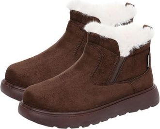 Generic Bottines Femme Plates Sans Lacets Bottes De Neige dHiver Confortables Doublure En Peluche Polaire Chaude Semelle Antid&eacute;rapante L&eacute;g&egrave;res Tendances Chaus