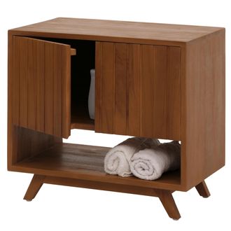 Mendler Teak-Waschbeckenunterschrank HWC-M92, Waschtisch Schrank, hochwertiges B-Grade-Teak (Kernholz, 20-30 Jahre), 61x65x40cm