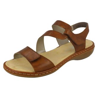 Rieker Sphere Womens Riptape Sandals 40 EU 24 Tan Lea
