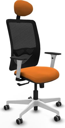 Piqueras y Crespo B&uuml;rostuhl Zulema Orange mit wei&szlig;en und schwarzen Armlehnen, h&ouml;henverstellbare Lendenwirbelst&uuml;tze und festes Kopfteil, ausgestattet mit 3 Positionen, S