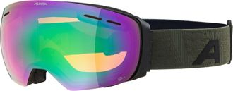 Alpina GRANBY Q-LITE - verspiegelte, kontrastverst&auml;rkende Skibrille mit 100% UV-Schutz f&uuml;r Erwachsene - black-olive matt - one size