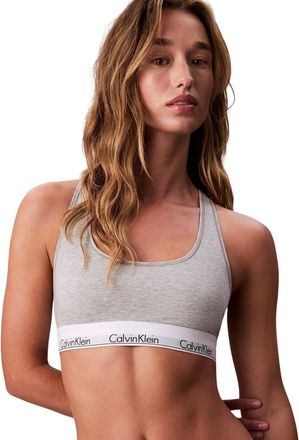 Calvin Klein Damen Bralette Unlined mit Logobund, Grau (Grey Heather), XS