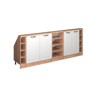 Vicco Küchenschrank für Dachschrägen R-Line, Weiß Landhaus/Goldkraft Eiche, 215 cm 5er Set