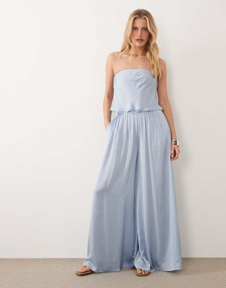 Mango Azur - Pantalon densemble ample et fluide - Bleu pastel
