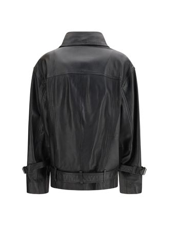 Pinko Leather Biker Jacket - Black