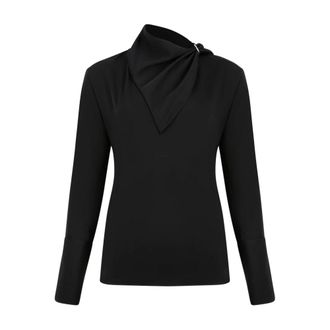 Courr&egrave;ges Schwarze Asymmetrische Bluse mit Schal-Detail - - Tops - Damen - Schwarzk - XS