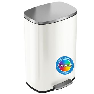 Itouchless SoftStep 13.2 Gallon Stainless Steel Step Pedal Garbage Can with with Odor Control System, 50 Liter Trash Bin for Kitchen, Office, Home - Silent and G