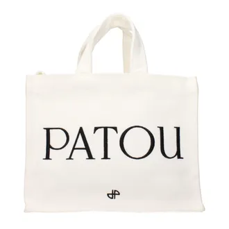 Patou Logo-Embroidered Fabric Tote Bag - White